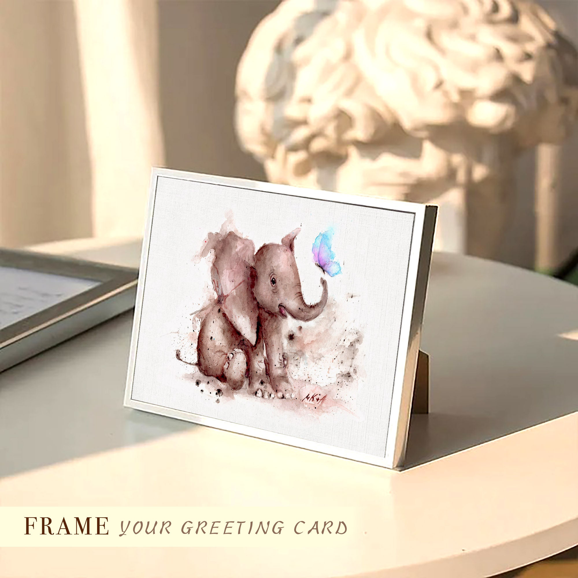 Baby Elephant Greeting Cardwatercolor Fine Art Greeting - Etsy