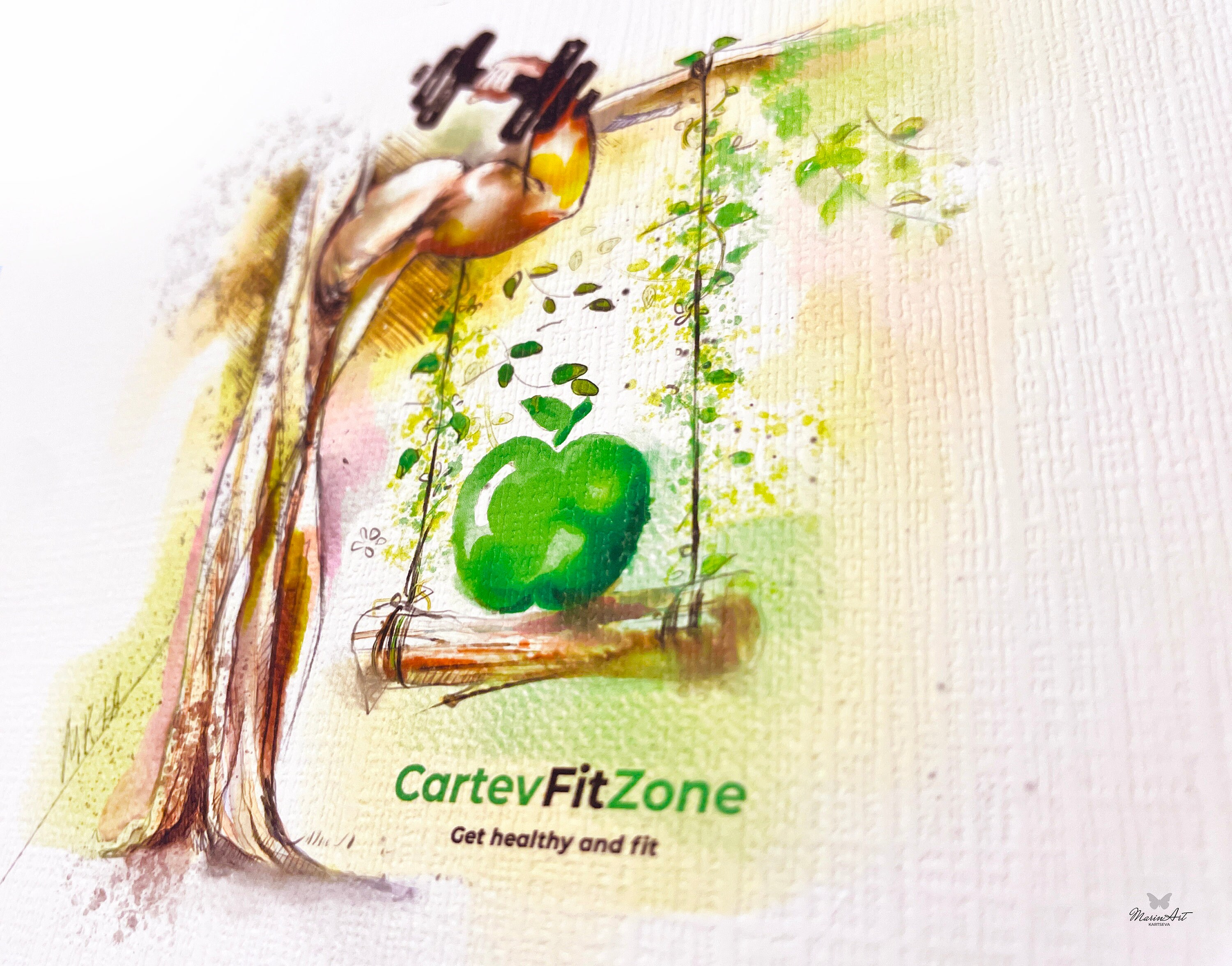 Greeting Card Logo Art, Watercolor Painting Custom Logo Card, Customize ...