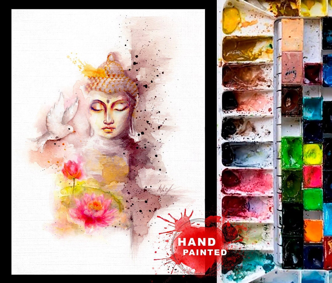 Watercolor Buddha Greeting Card Art,buddha Painting Cards,watercolor ...