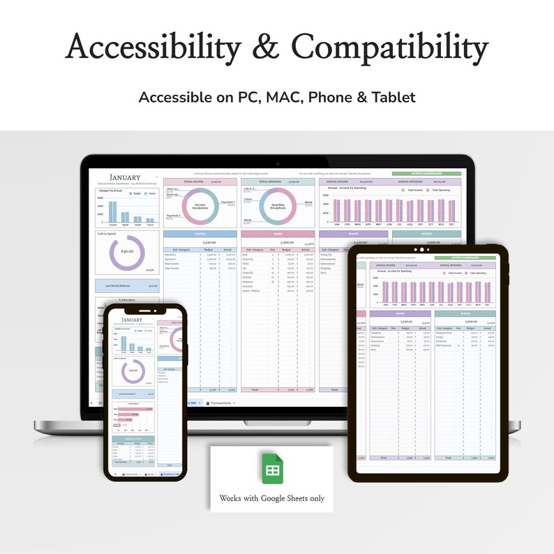 50/30/20 Monthly Budget Spreadsheet, Google Sheets Budget Template ...