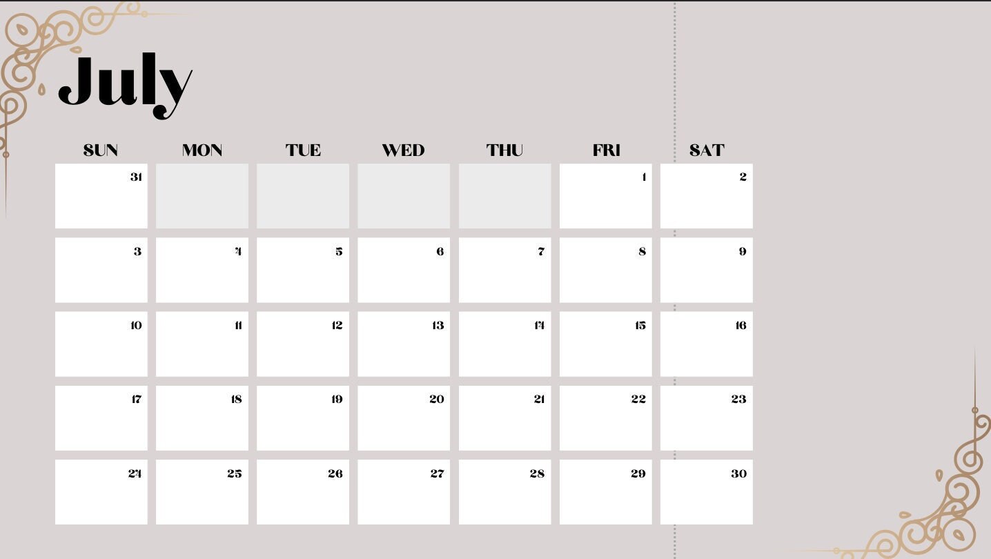 July Calendar - Etsy