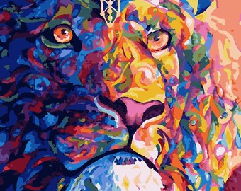 Paint by Number Lion - Etsy