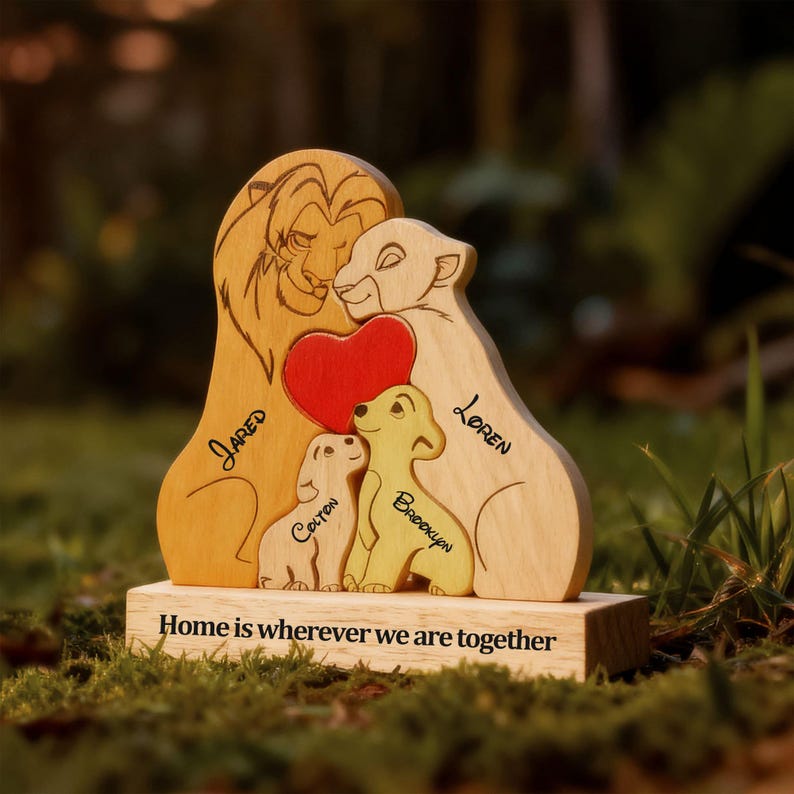 Personalized Wooden Lion Family Puzzle, Custom Father's Day Gift, up to ...