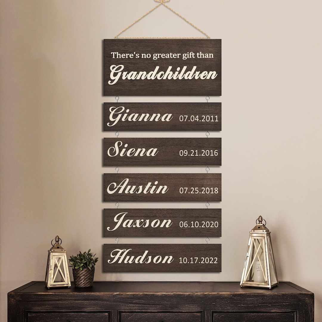 Personalized Grandchildren Wooden Sign: Custom Family Name Decor - Etsy