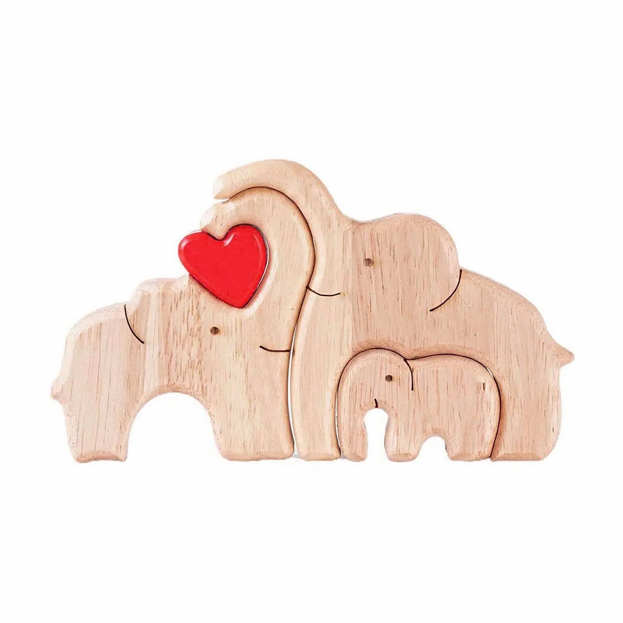 Wooden Elephant Family Puzzle,custom Animal Figurines,wooden Elephants ...