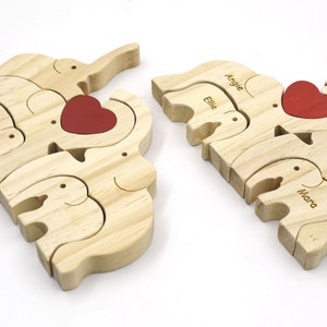 Wooden Elephant Family Puzzle,custom Animal Figurines,wooden Elephants ...