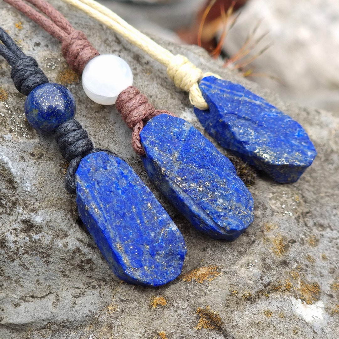 Raw Lapis Lazuli Necklace for Men & Women | Raw Lapis Lazuli Pendant ...