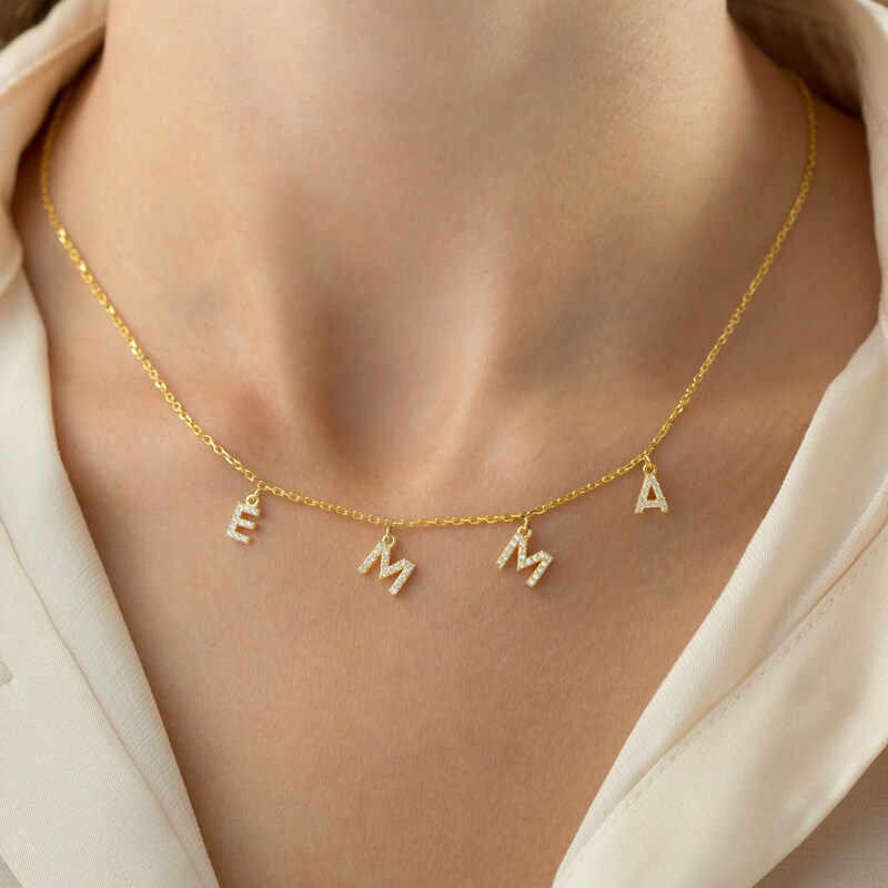 Dangle Letter Necklace - Etsy