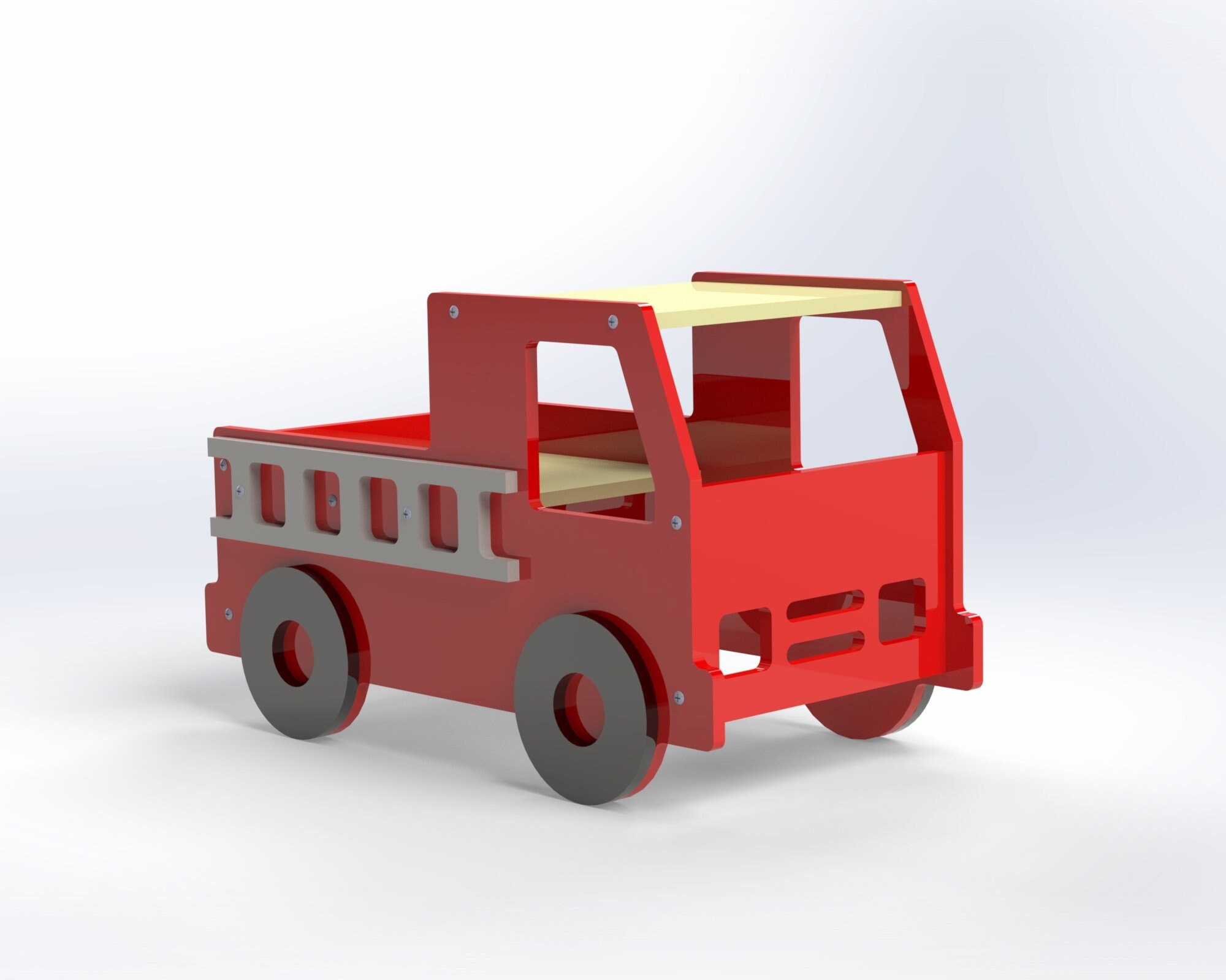 Kid Fire Engine Desk - 3D Files Stl/stp/iges , 2D Files Dxf/pdf for CNC ...