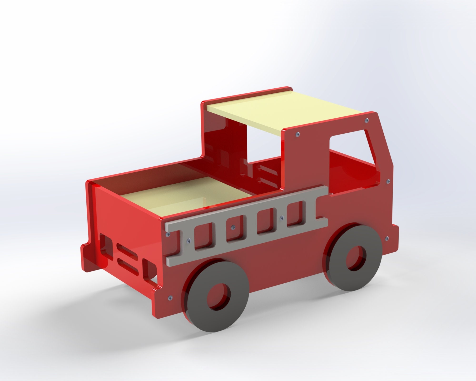Kid Fire Engine Desk - 3D Files Stl/stp/iges , 2D Files Dxf/pdf for CNC ...