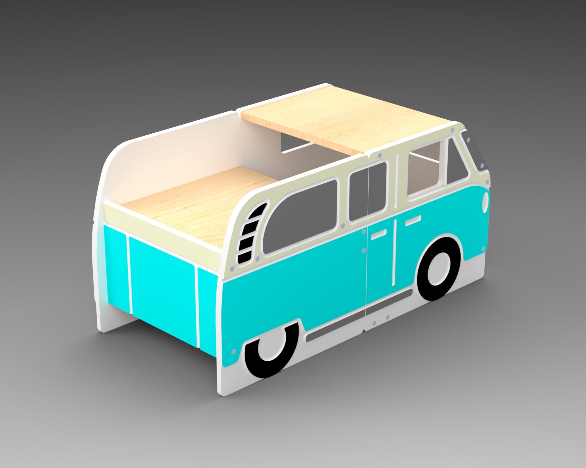 Toddler Campervan Cube Chair & Table Set 3D Files Stl/stp/iges , 2D ...