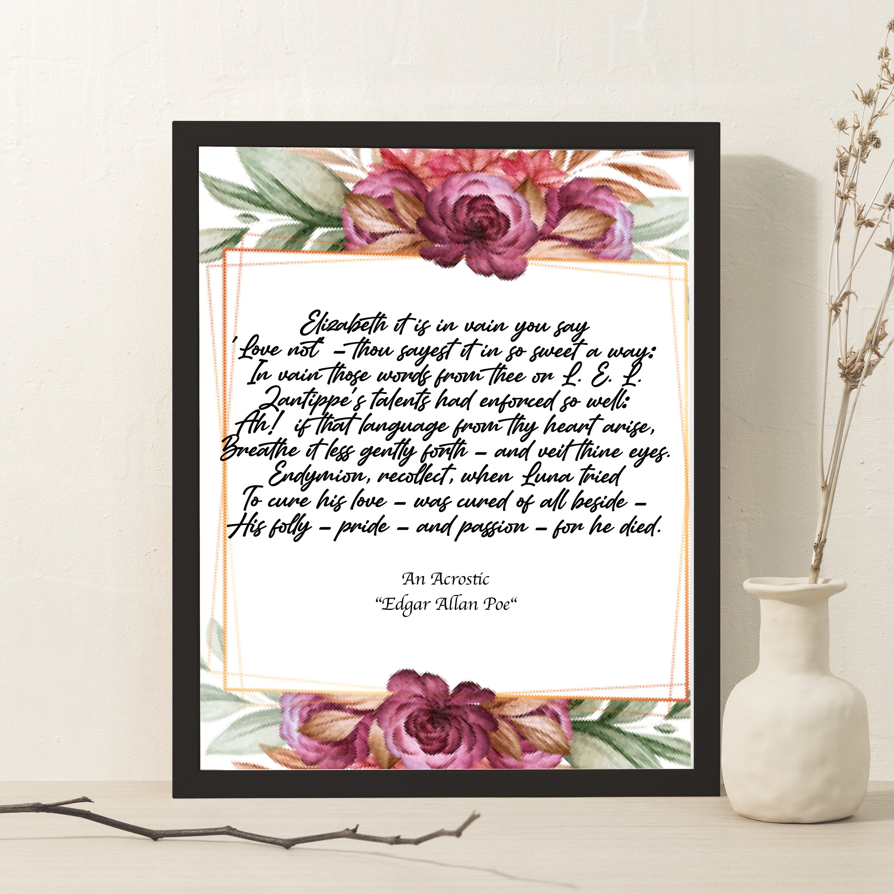 Poem Printable, Edgar Allan Poe, an Acrostic, Poetry Quotes Printable ...