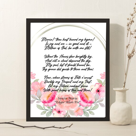 Poem Printable Edgar Allan Poe Sancta Maria Poem Quotes - Etsy