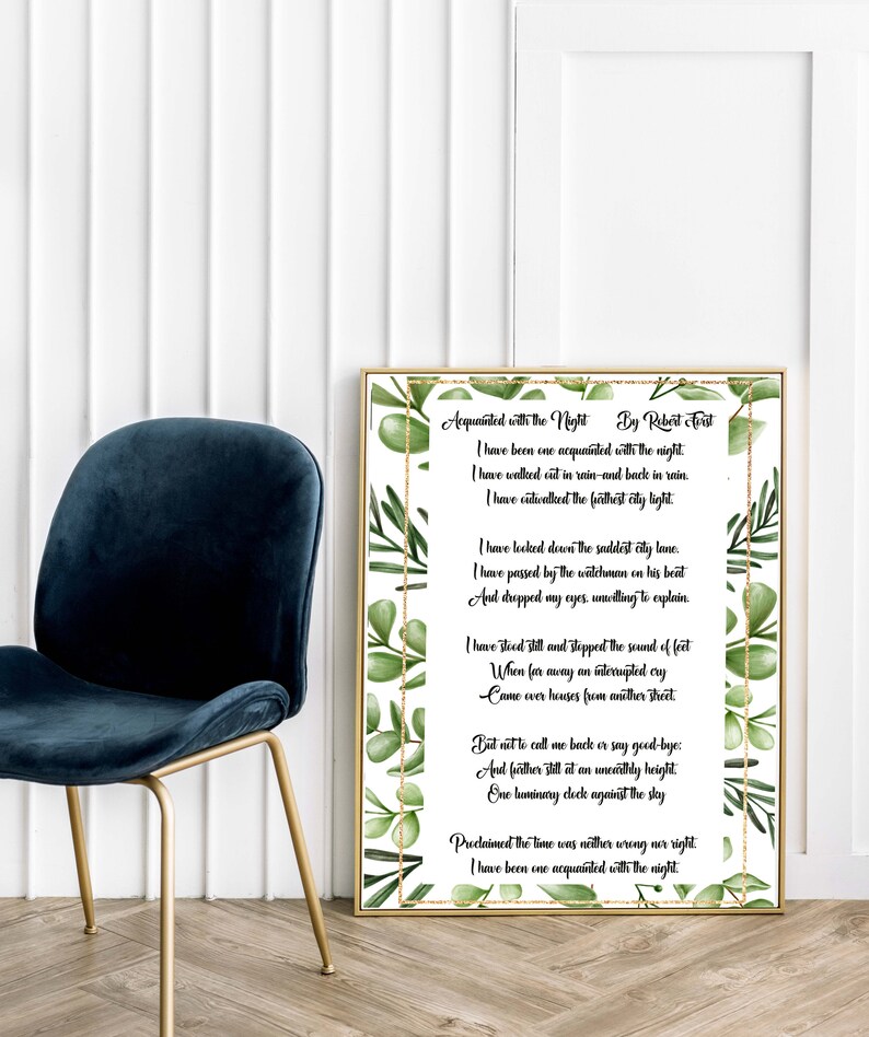 Poem Printable, Robert Frost, Acquainted With the Night, Poem Quote ...