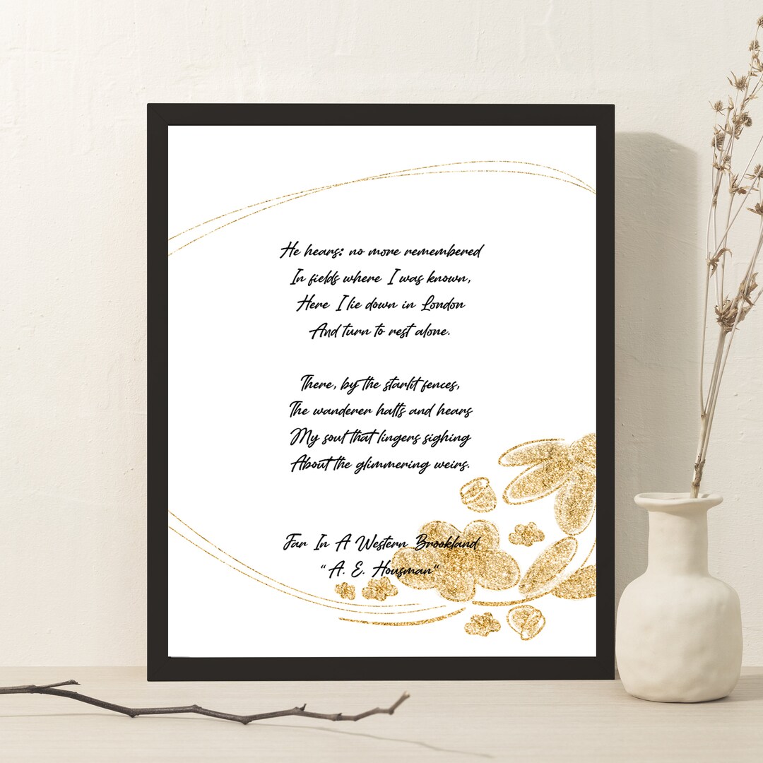 Poem Printable A. E. Housman Poem Quote Print Poetry Quote - Etsy