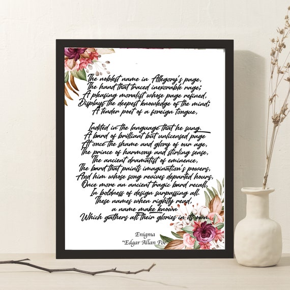 Poem Printable Edgar Allan Poe Enigma Poem Quotes Print - Etsy