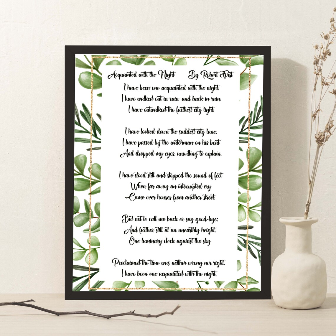 Poem Printable, Robert Frost, Acquainted With the Night, Poem Quote ...