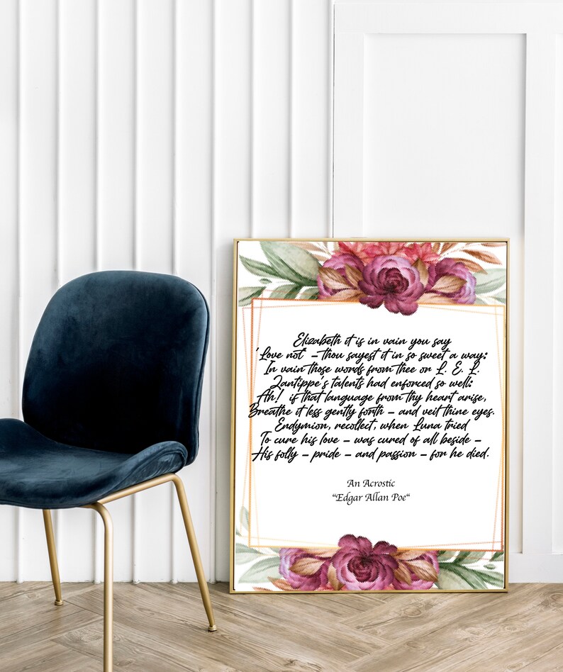 Poem Printable, Edgar Allan Poe, an Acrostic, Poetry Quotes Printable ...