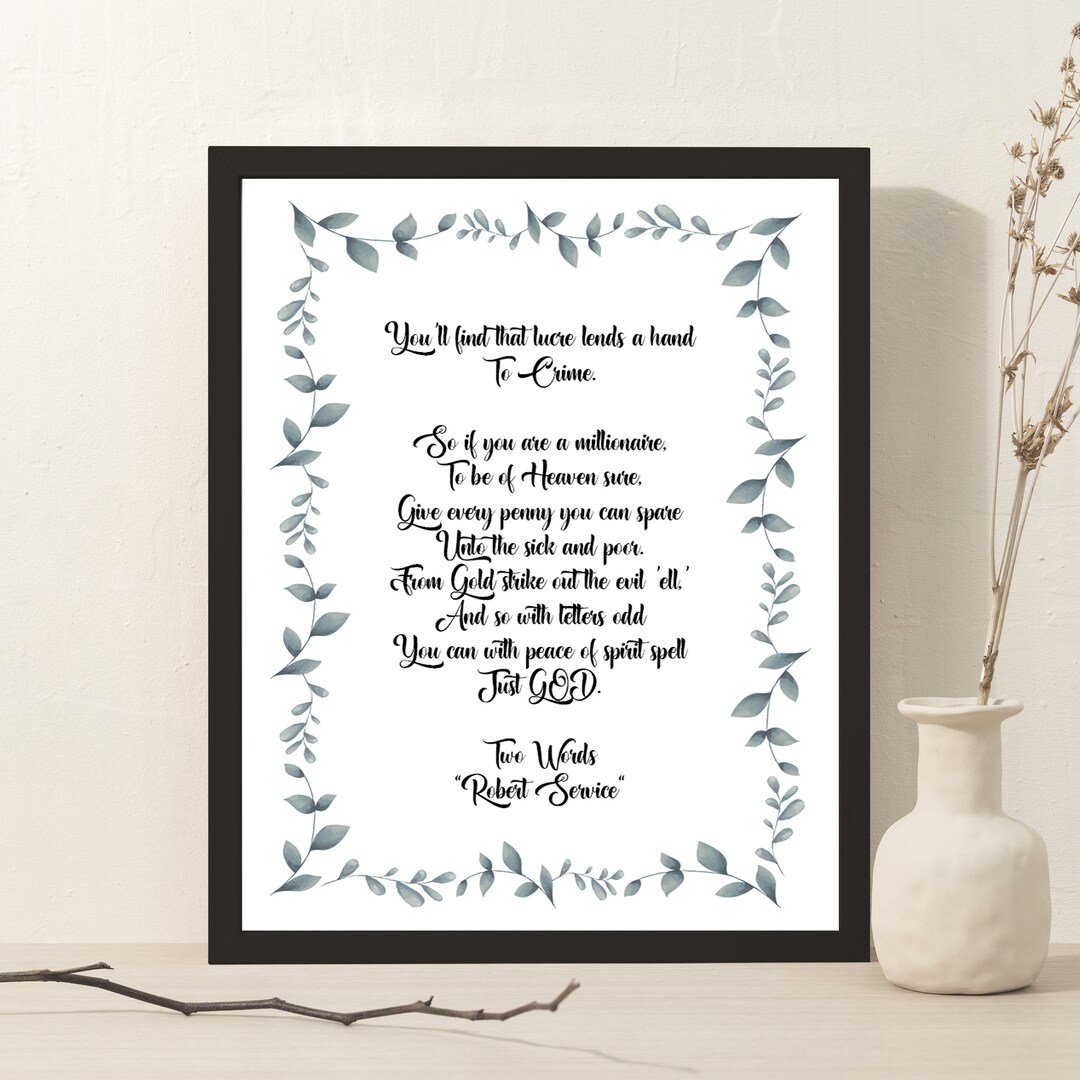 Poema imprimible Robert William Service Dos palabras - Etsy México