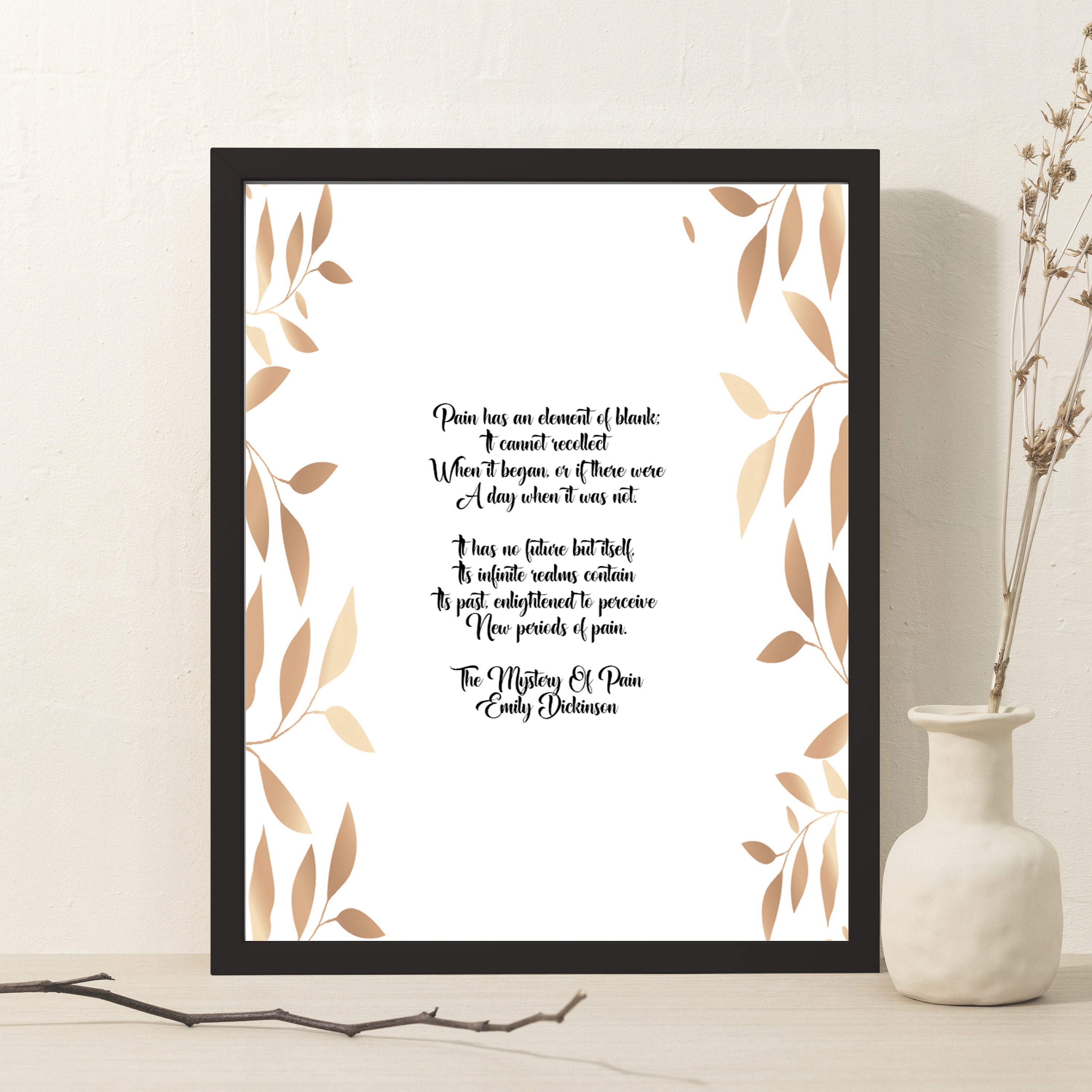 Poem Printable Emily Dickinson the Mystery of Pain Poetry - Etsy