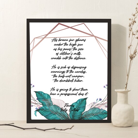 Poem Printable Flames Billy Collins Poem Quotes Print - Etsy