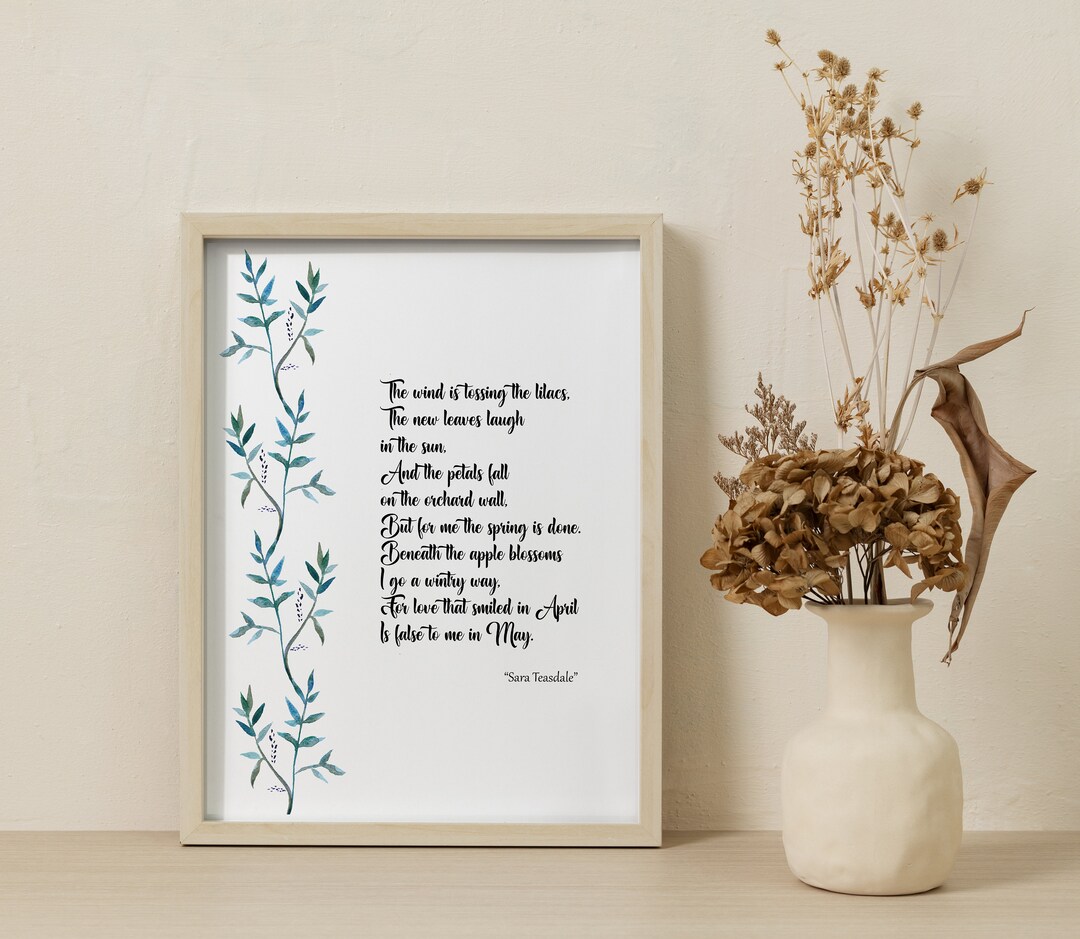 Poem Printable Sara Teasdale Poem Quotes Print Poetry Etsy