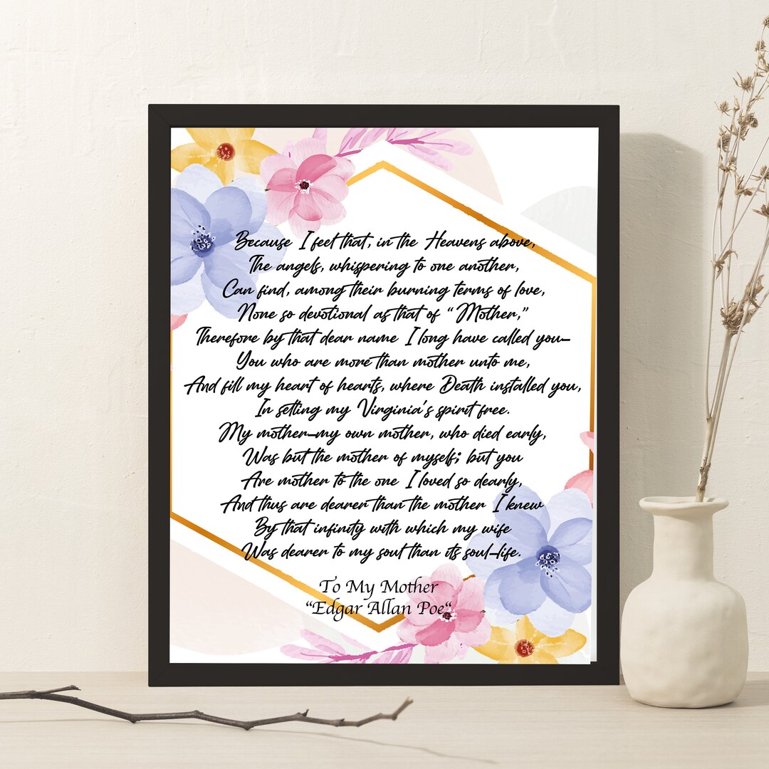 Poem Printable, Edgar Allan Poe, to My Mother, Poetry Quotes Printable ...