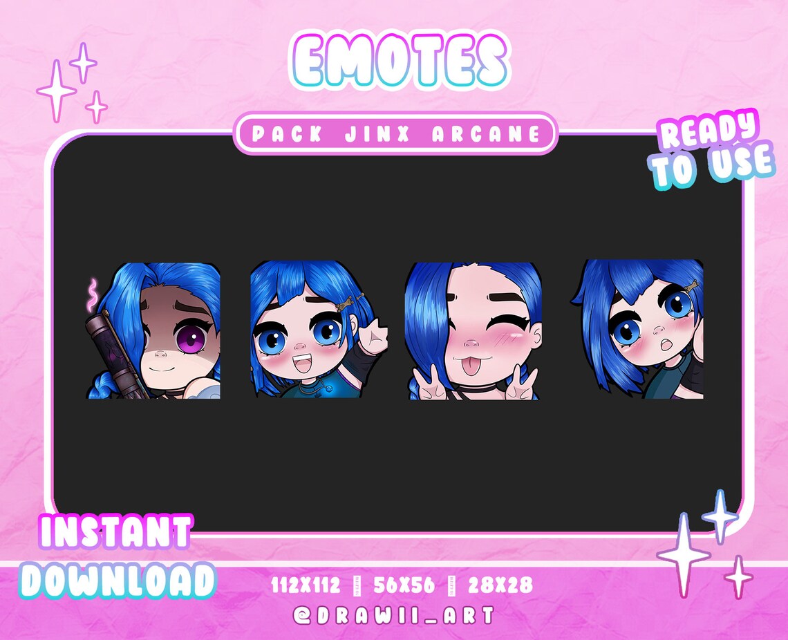 Jinx Emote Pack Arcane Emotes League of Legends Twitch Discord Youtube ...