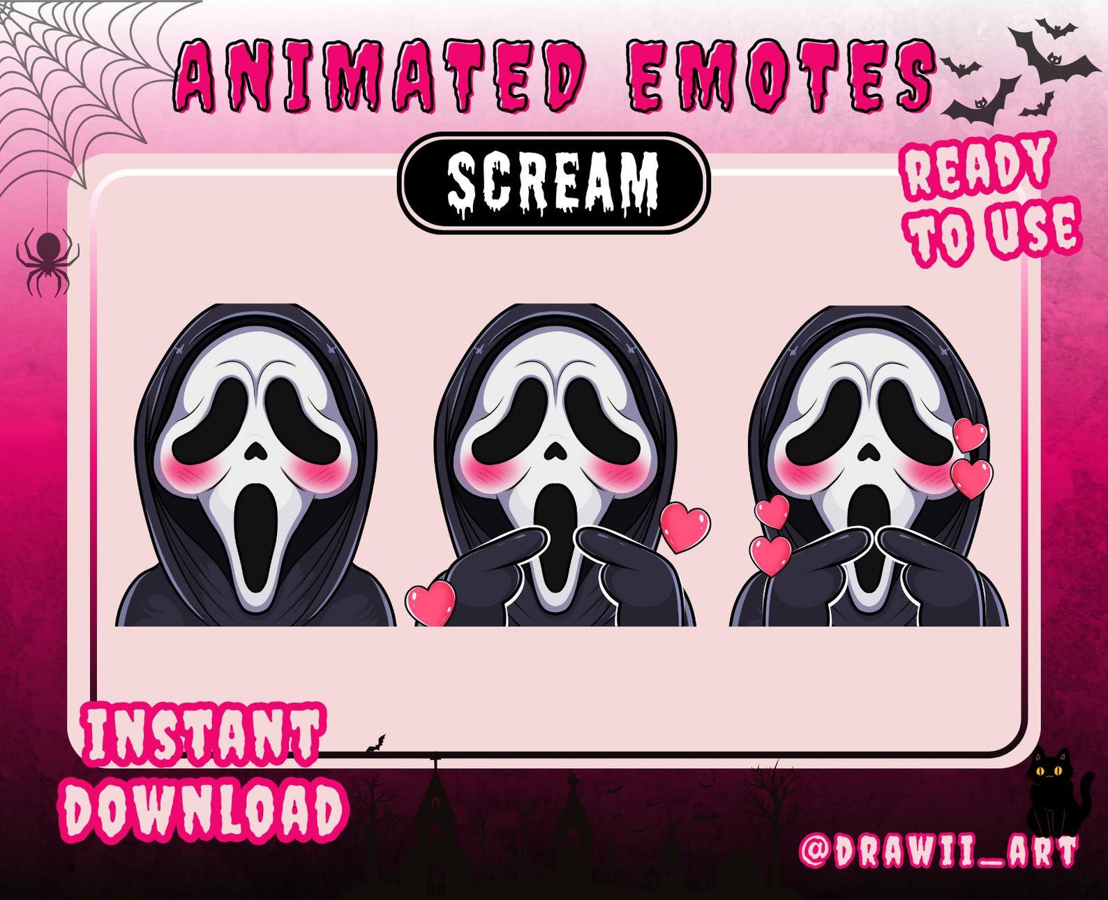 SCREAM HALLOWEEN TERROR Animated Emote Twitch Emotes Discord Youtube - Etsy