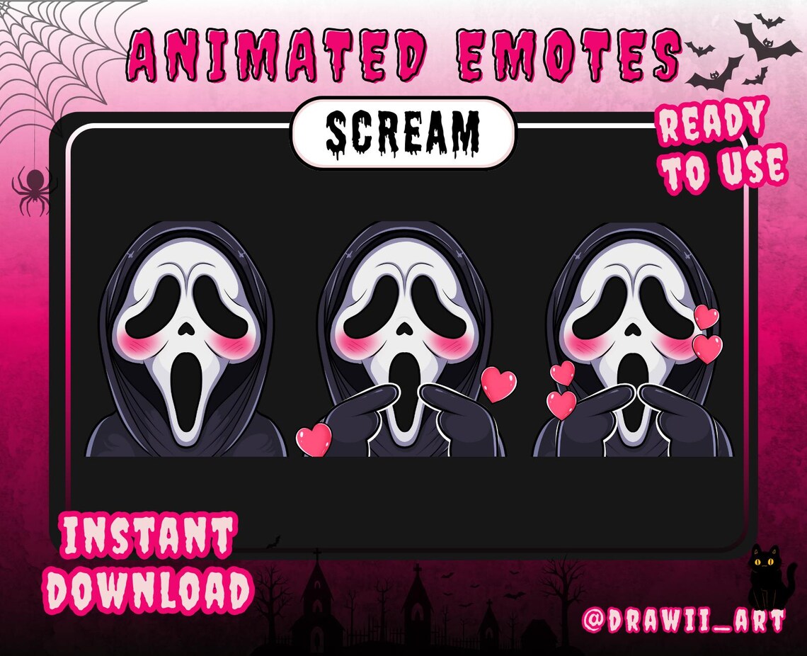 SCREAM HALLOWEEN TERROR Animated Emote Twitch Emotes Discord Youtube - Etsy