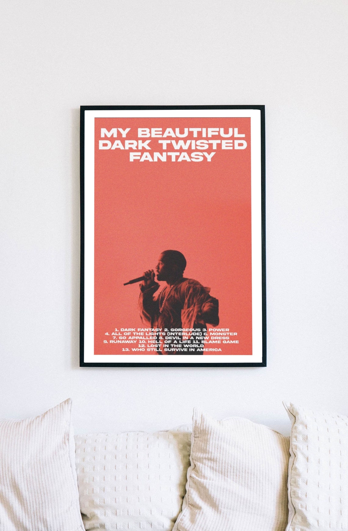 Kanye West Mbdtf Tracklist Album Print Poster Etsy