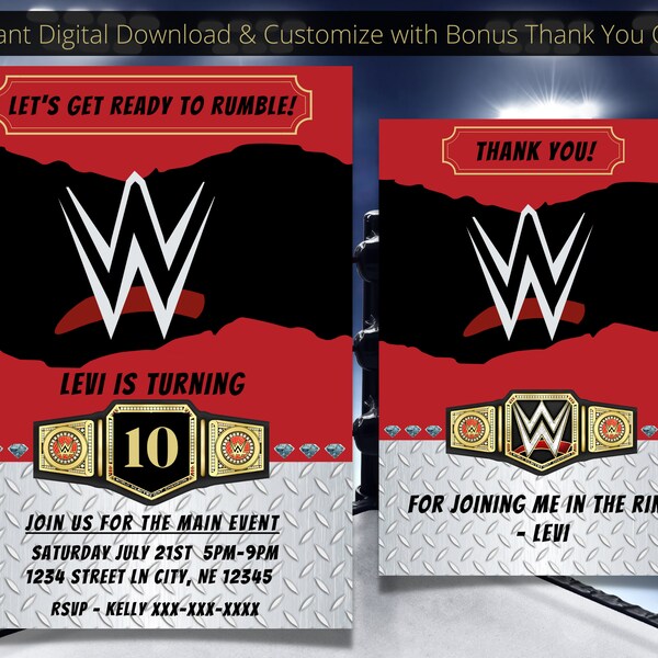 Wwe Invitation - Etsy
