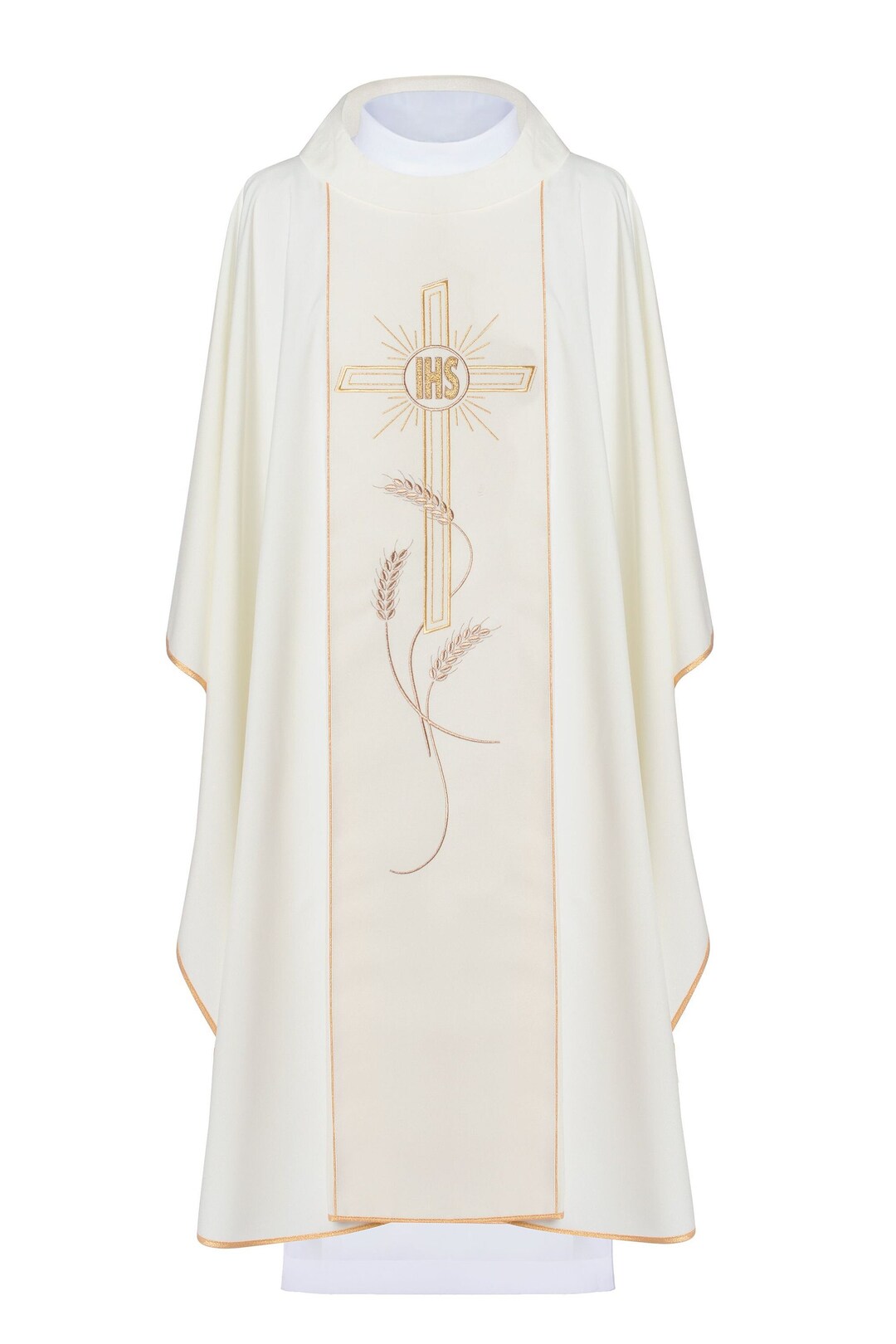 Chasuble Embroidered Cross With Ihs Symbol - Ecru (H14) - Etsy