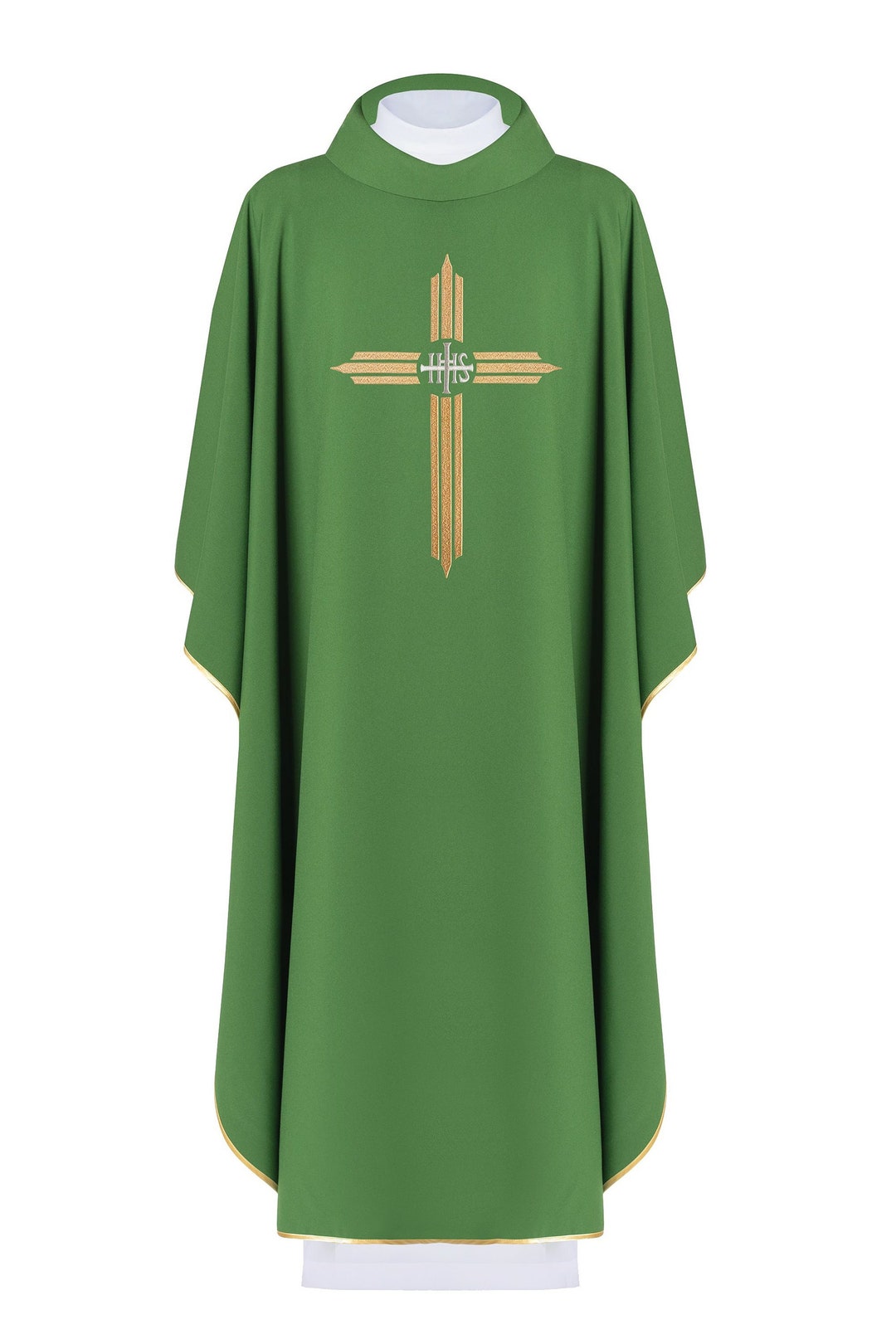 Embroidered Chasuble Cross With Ihs Symbol - Green (H7) - Etsy