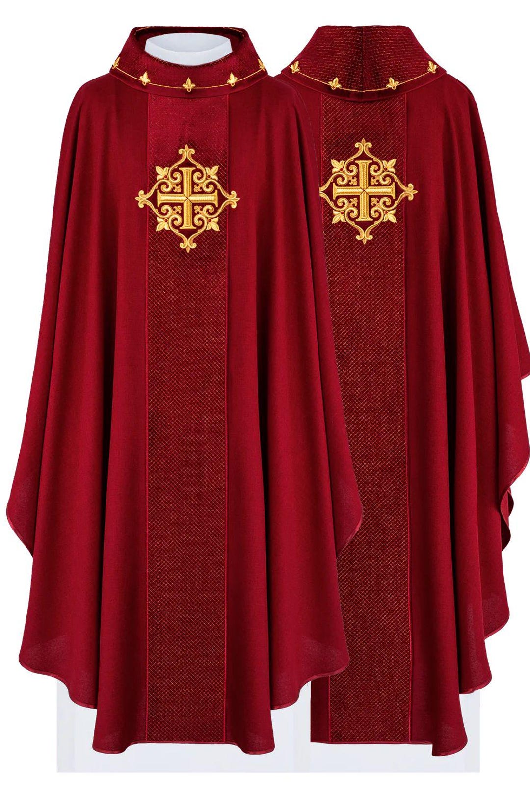 Embroidered Red Chasuble, Velvet, Symbol of the Cross (H210) - Etsy
