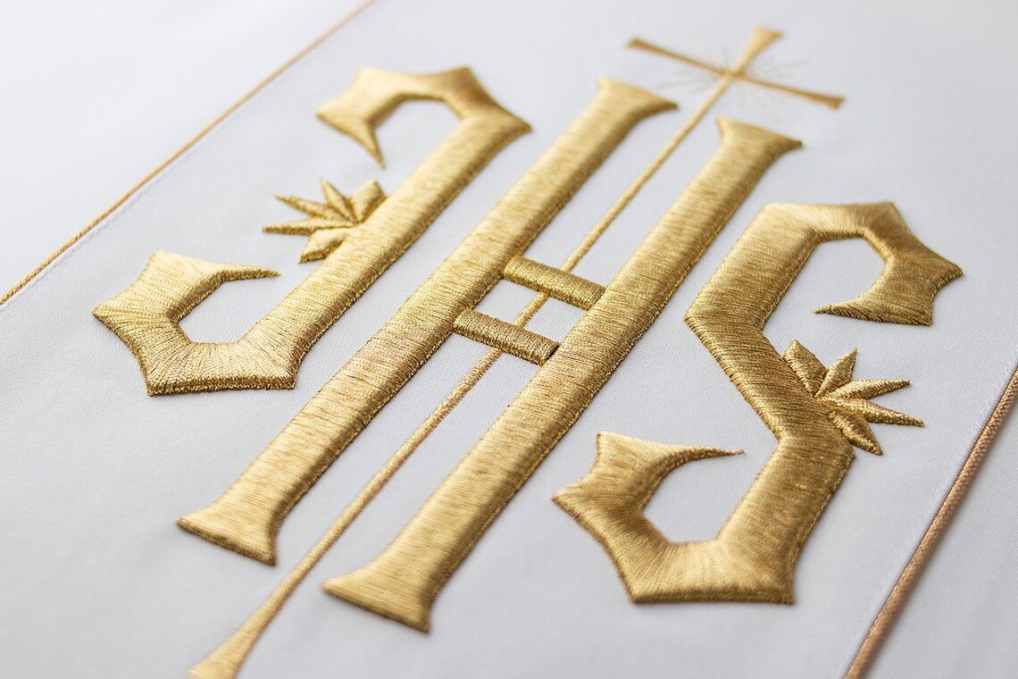 Embroidered Chasuble With Ihs Symbol - Ecru (H10) - Etsy