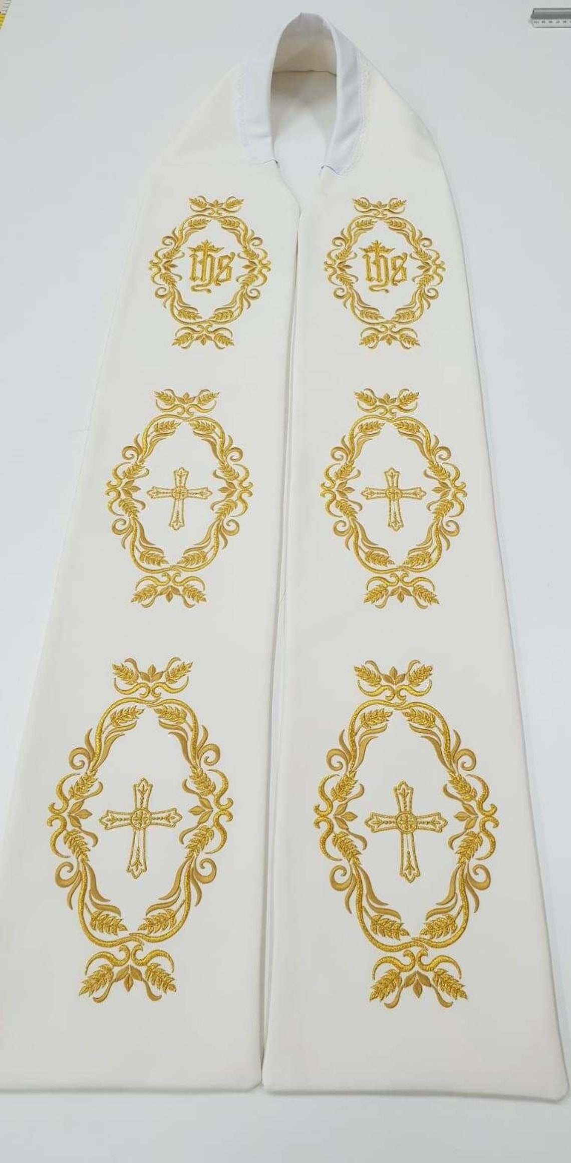 Ecru Embroidered Priest's Stole - Ihs, Cross (2) - Etsy
