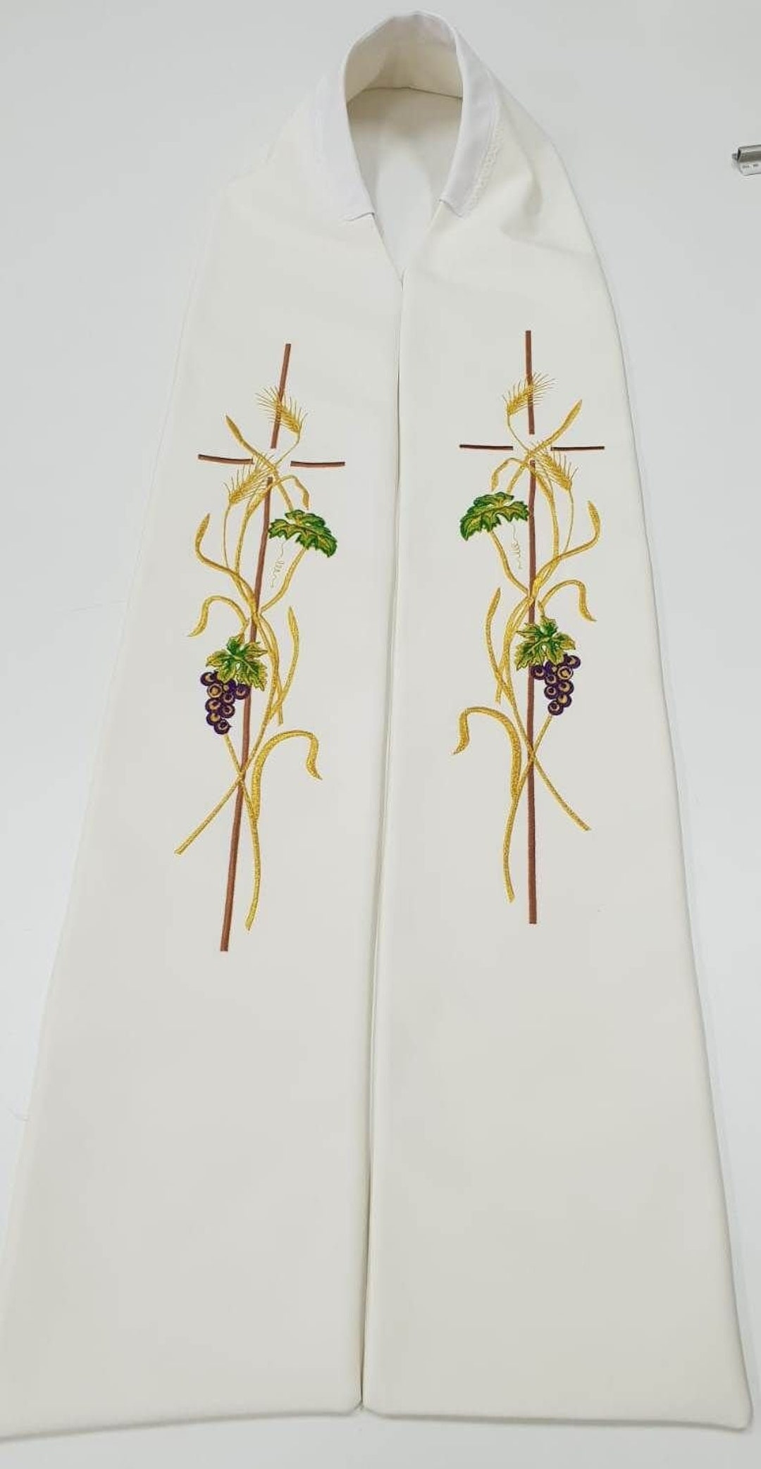 Ecru Embroidered Priest's Stole - Cross, Ears, Grapes (3) - Etsy