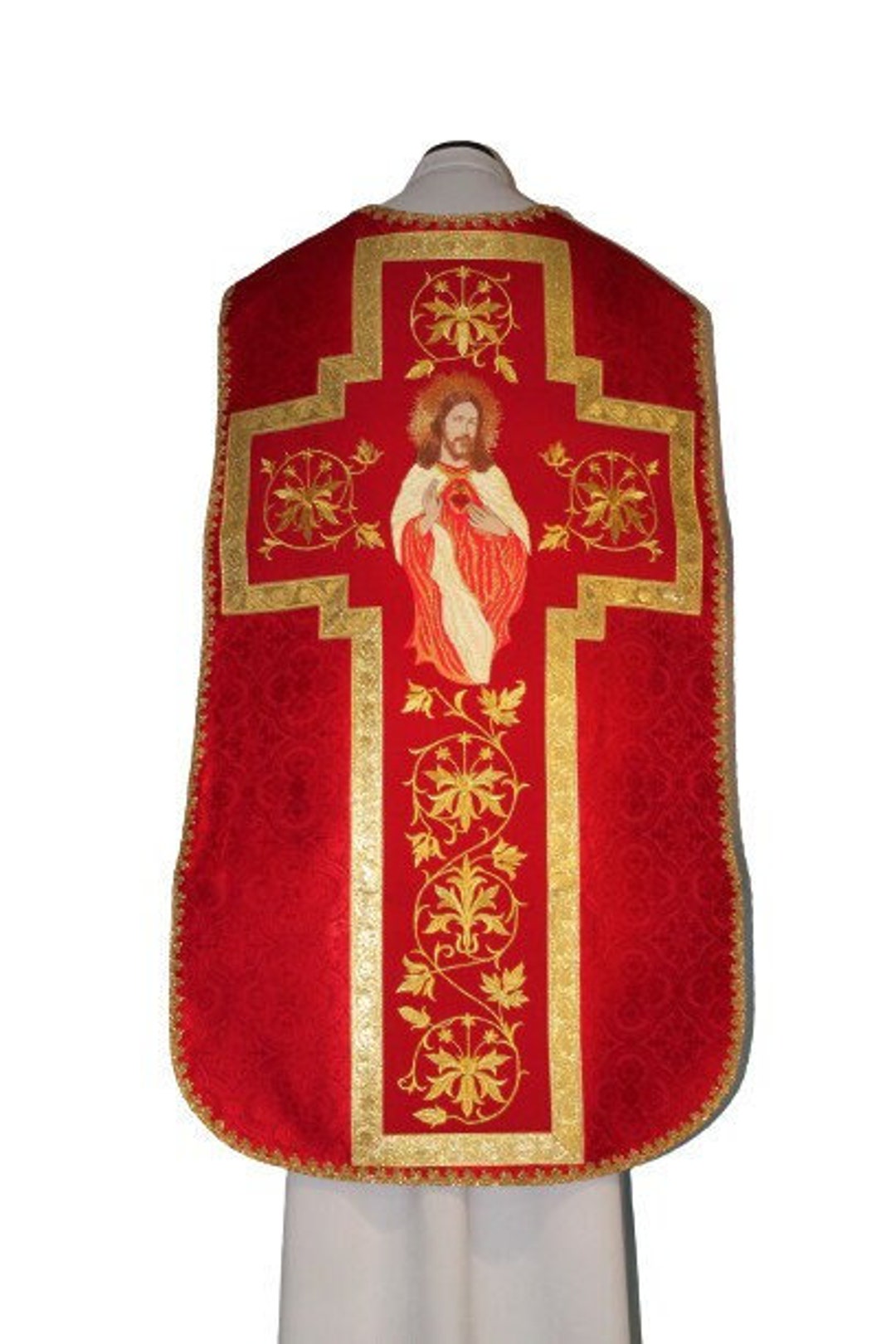 Roman Chasuble Red Heart of Jesus - Etsy