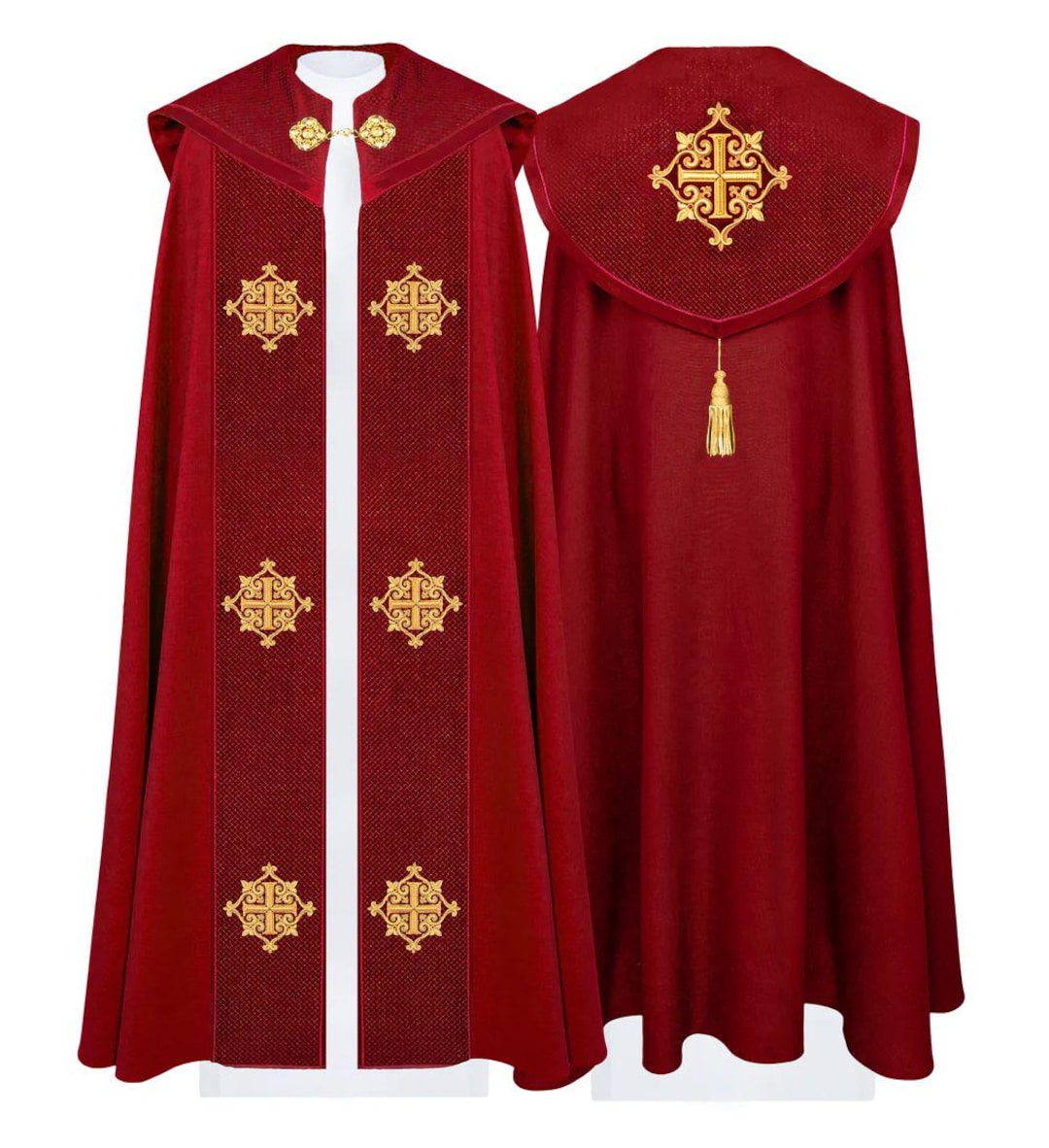 Liturgical Cope, Red, Embroidered, Red Velvet Belt (32H) - Etsy