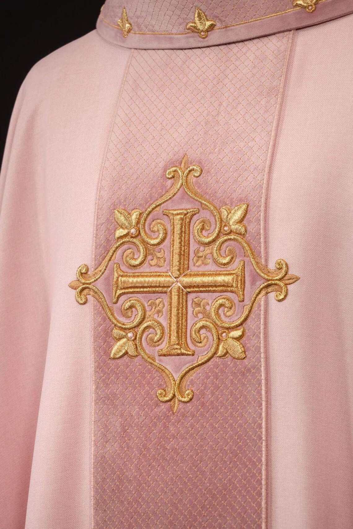 Embroidered Pink Chasuble, Velvet, Symbol of the Cross (H211) - Etsy