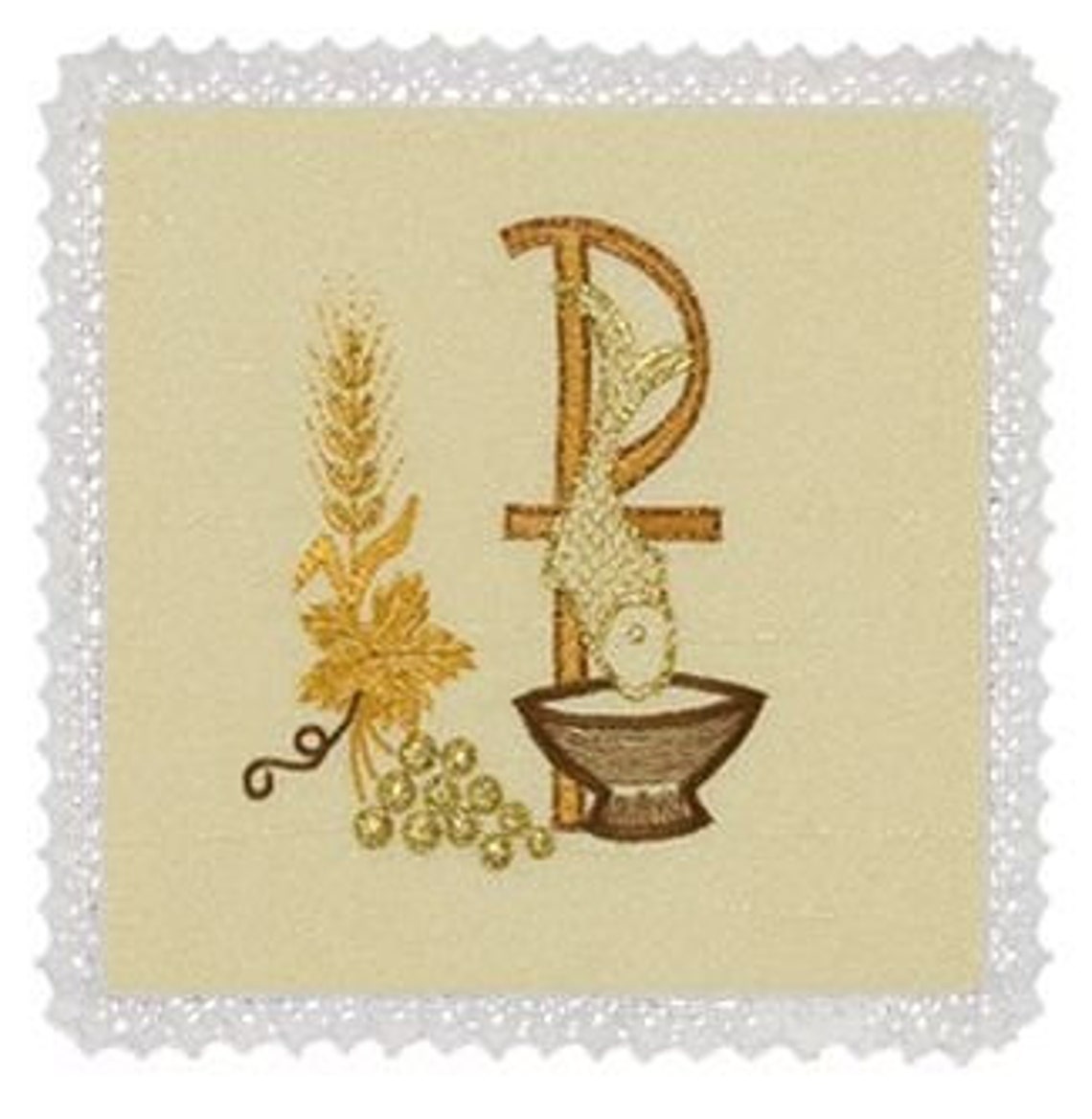 Chalice Pall Ecru Fish and Chalice Pattern - Etsy