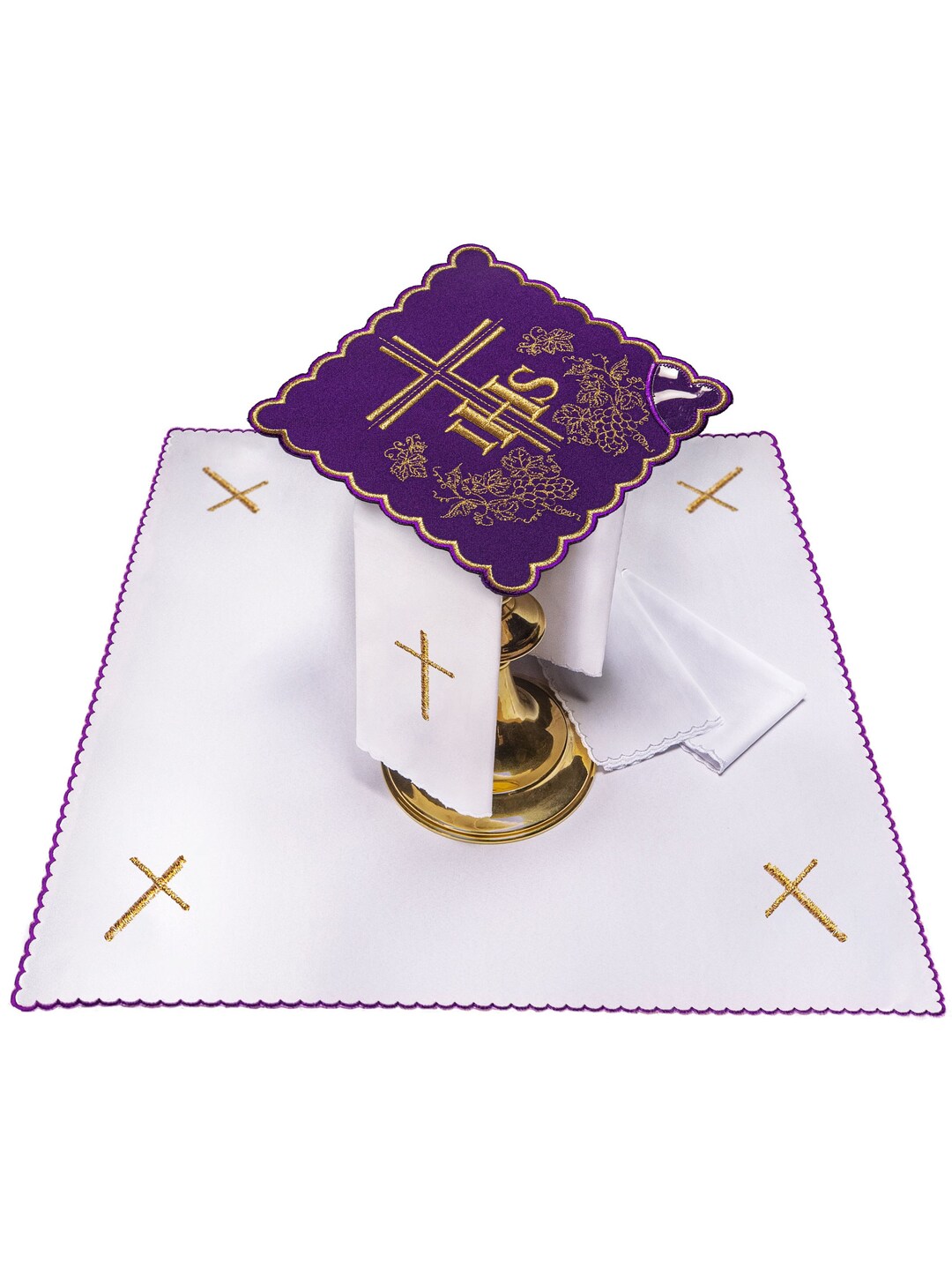 Chalice Linen Set Embroidered Ihs + Cross (52H) - Etsy