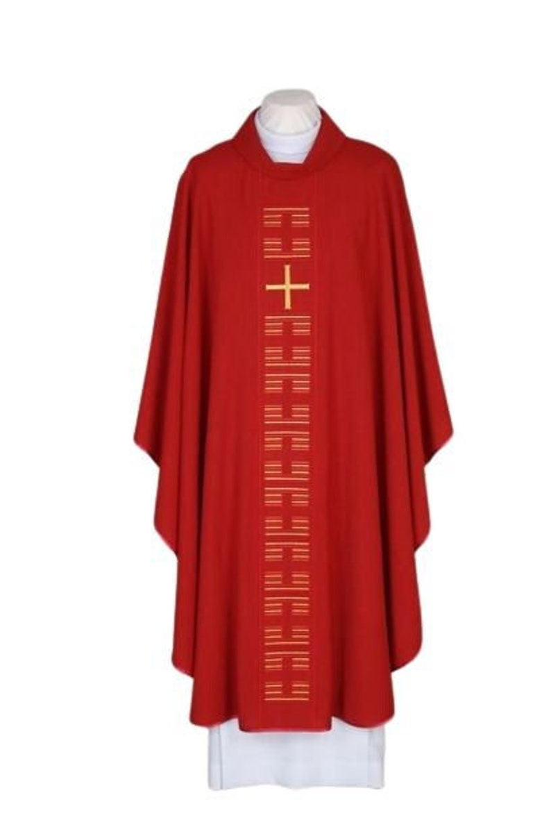 Embroidered Red Chasuble - Cross (24) - Etsy
