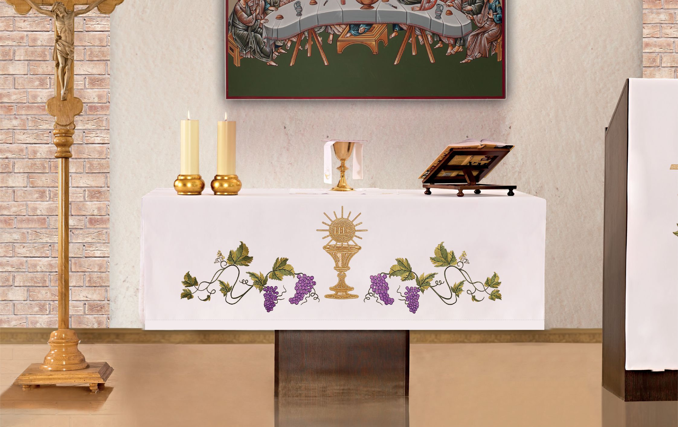 Altar Cloth - Embroidered Symbol Chalice, Ihs, Grapes - Etsy