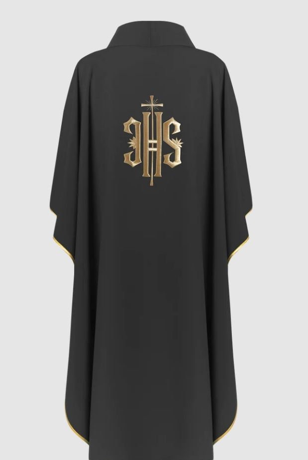 Embroidered Chasuble With Ihs Symbol Black H5 - Etsy
