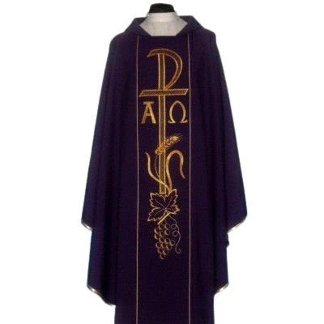 Chasuble With Alpha and Omega Pattern Embroidered Belt - Etsy