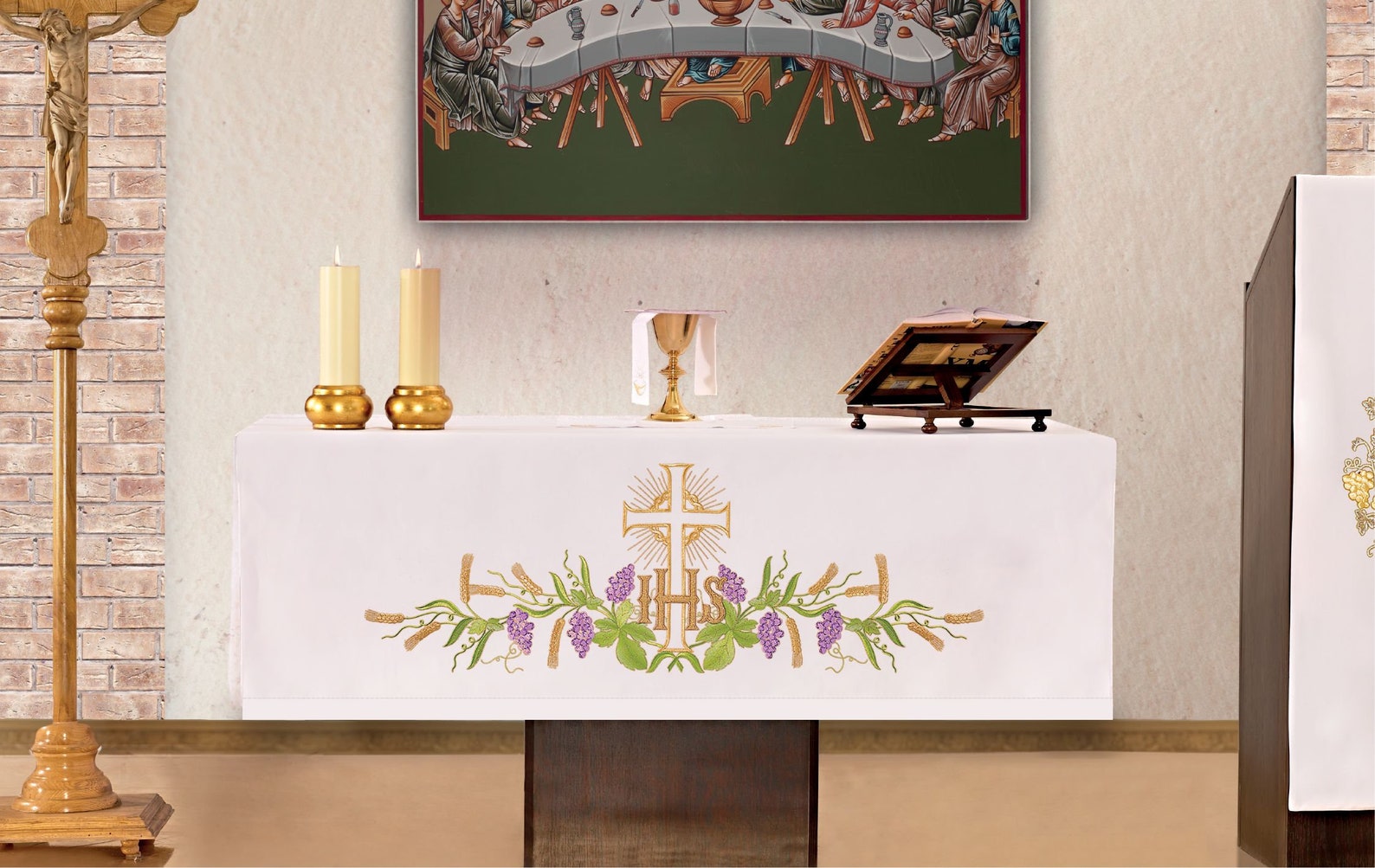 Altar Cloth - Embroidered Ihs Symbol on the Background of the Cross - Etsy