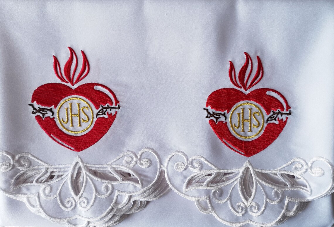 Embroidered Altar Cloth - Ihs Heart Pattern (147) - Etsy