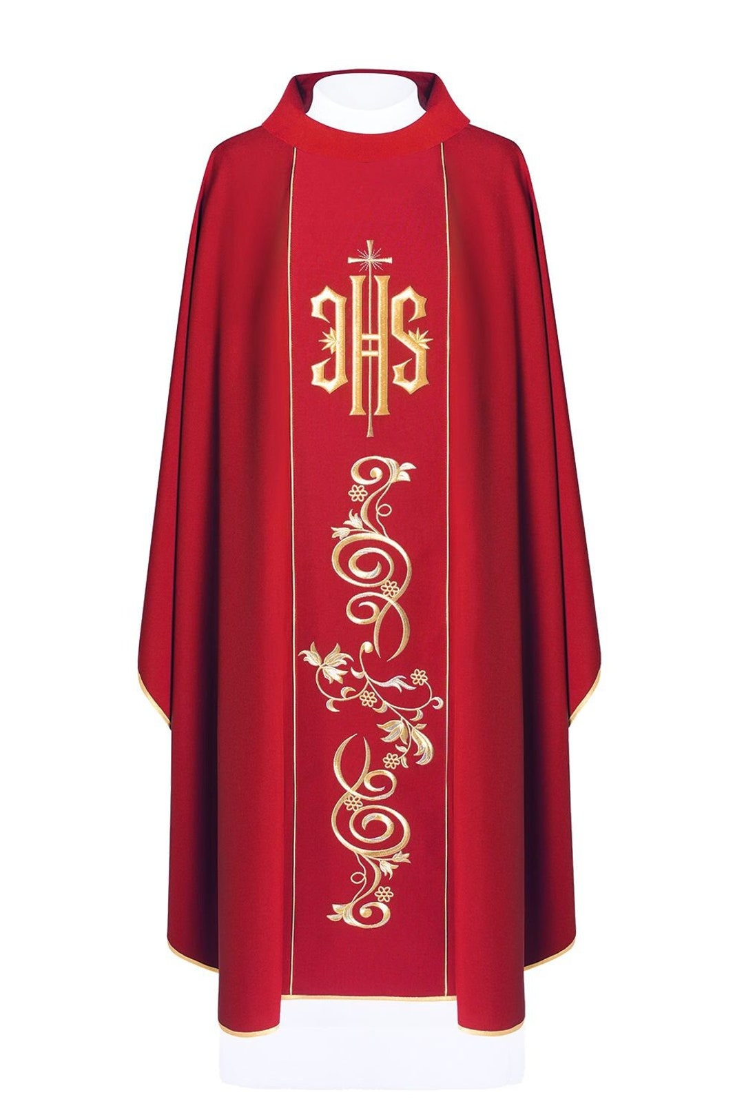 Embroidered Chasuble With Ihs Symbol - Red (H10) - Etsy